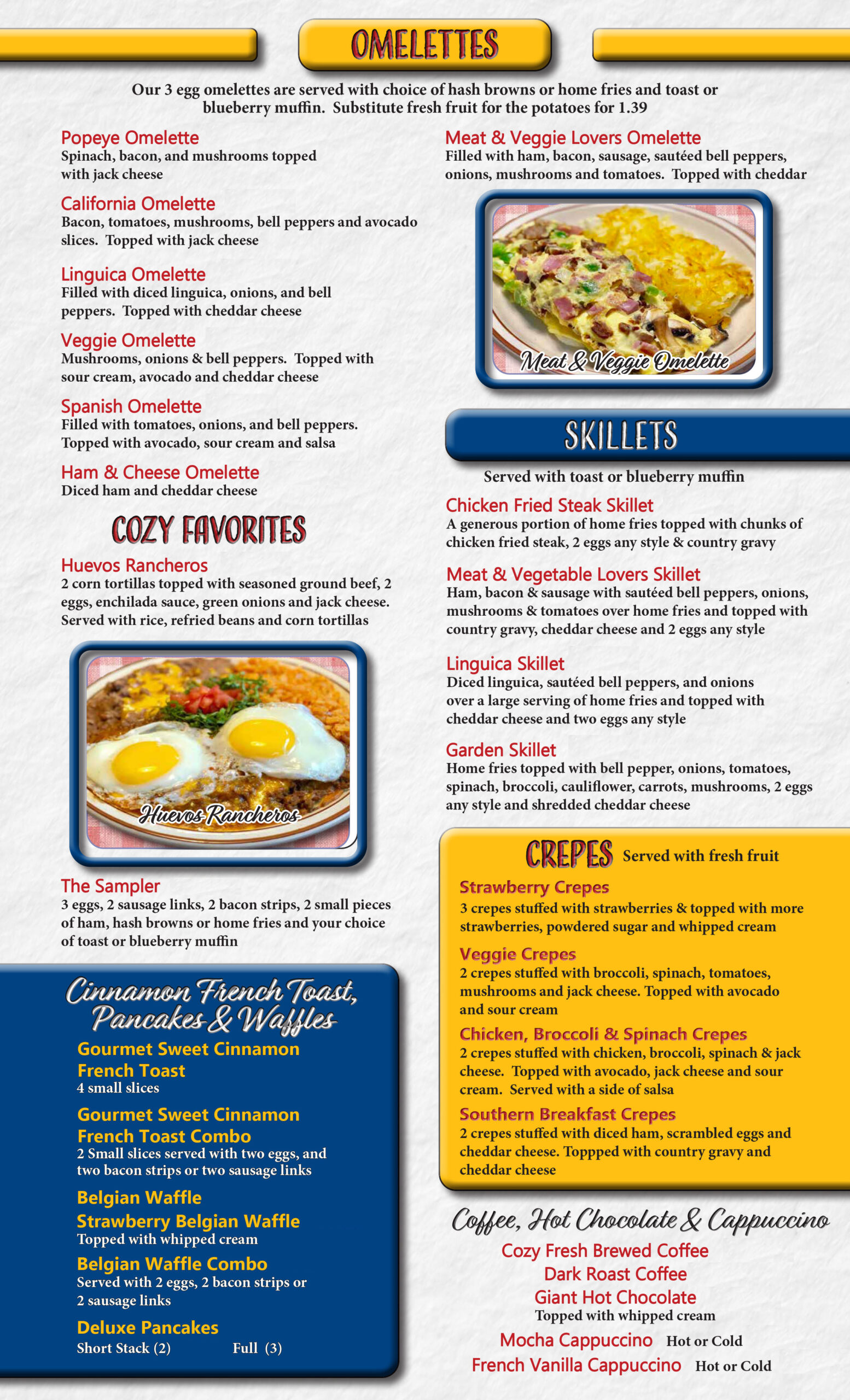 Our Menu – Cozy Diner Chico