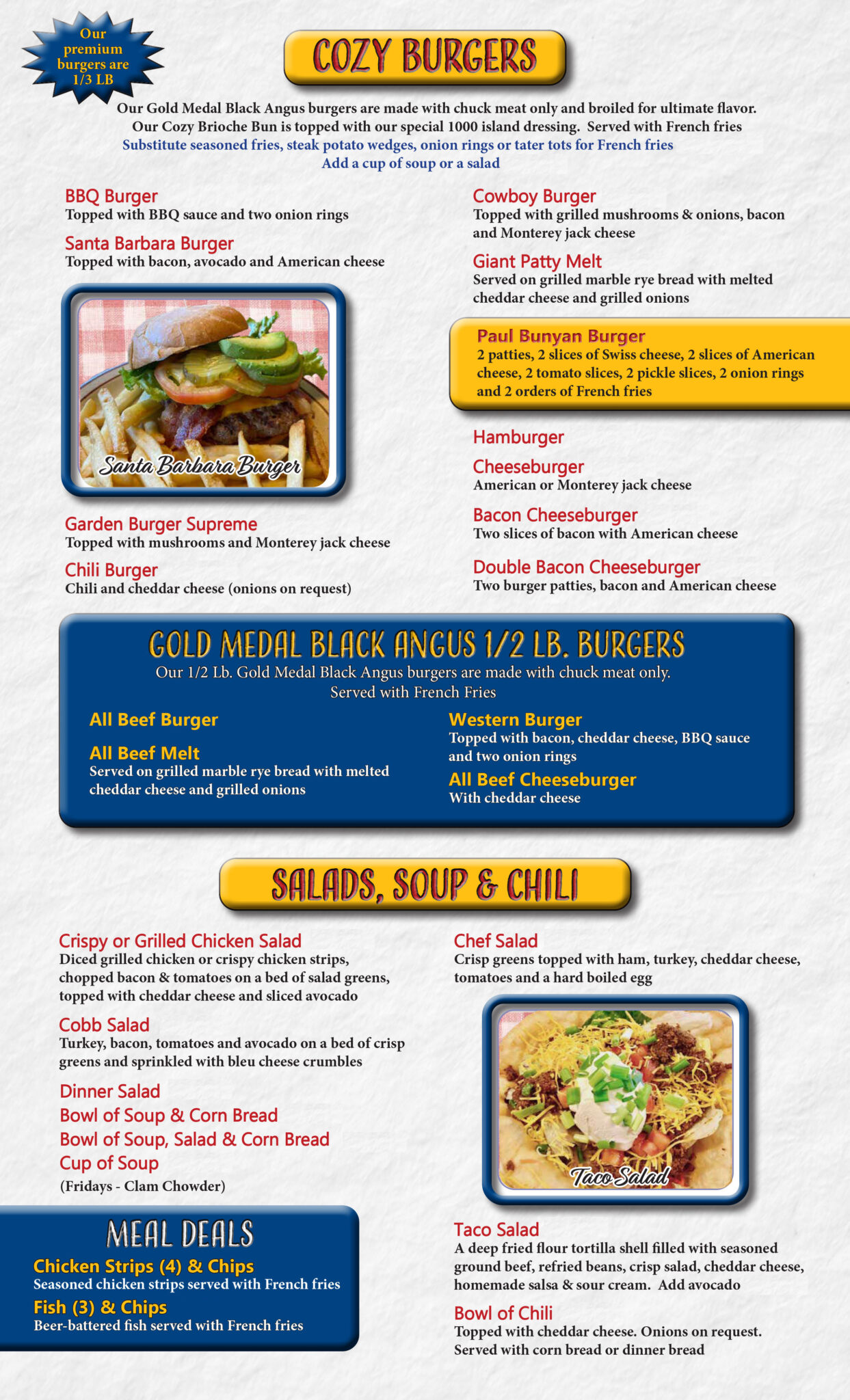 Our Menu – Cozy Diner Chico